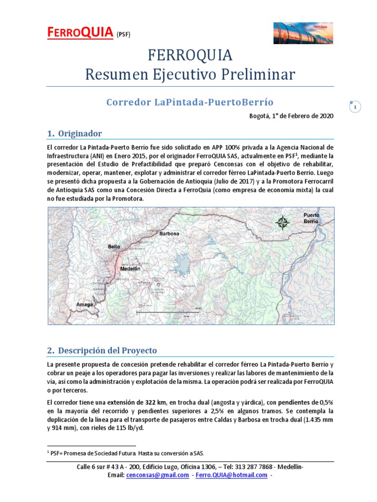 Resumen Ejec FerroQUIA v5 - Feb 2020 | PDF | Tren | Locomotoras