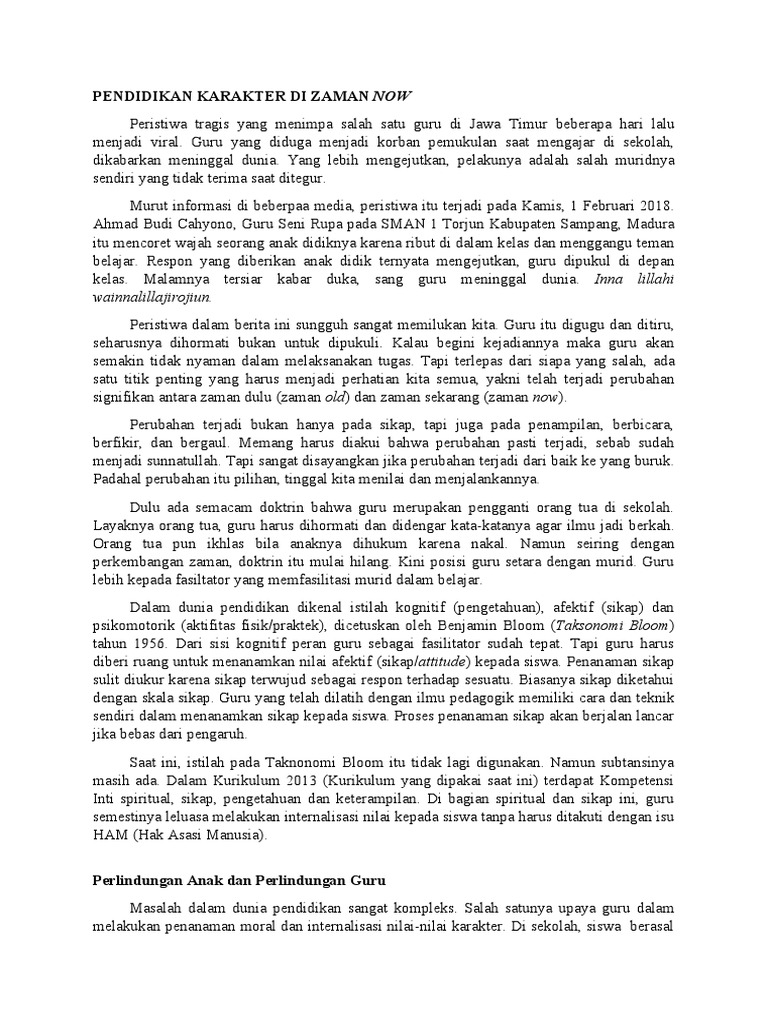 Pentingnya Pendidikan Karakter | PDF