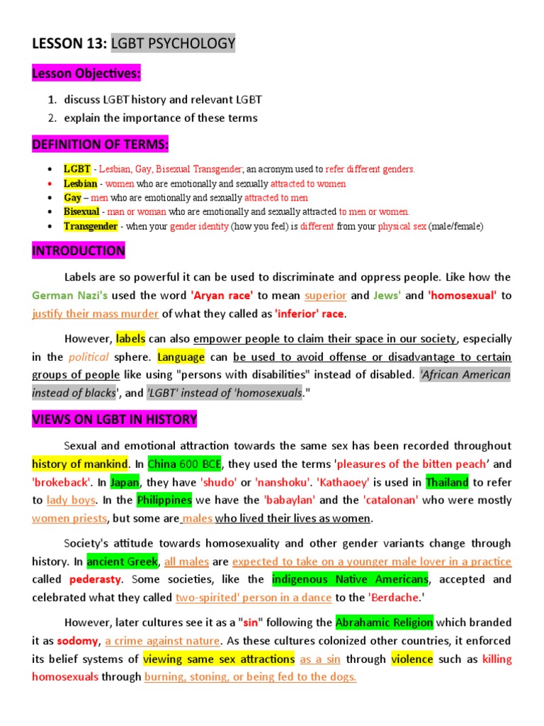 Lesson 13 | Download Free PDF | LGBTQIA+ Studies | Transgender