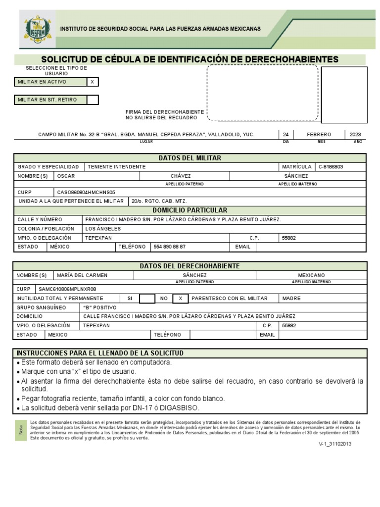 Solicitud-De-Cedula-De-Derechohabientes Madre | PDF | México