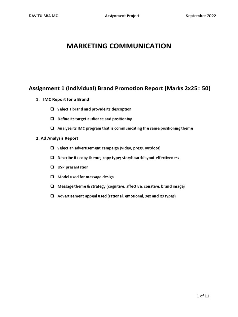 MC Assignment Project Sept 2022 BBA DAV PDF | PDF | Business | Communication