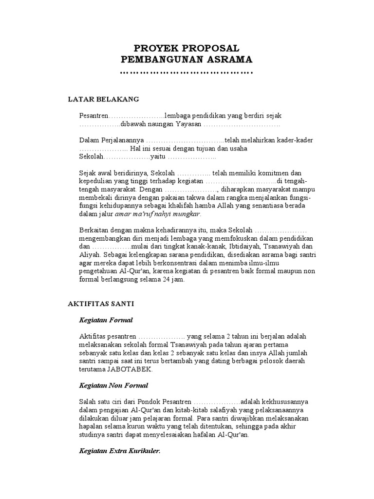 Proposal Pembangunan Asrama Santri | PDF