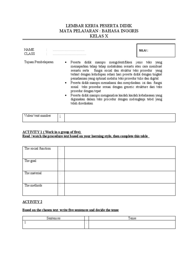 Lembar Kerja Peserta Didik Teks Procedure | PDF | Linguistic Typology ... Lembar Kerja Peserta Didik Teks Procedure | PDF | Linguistic Typology ...