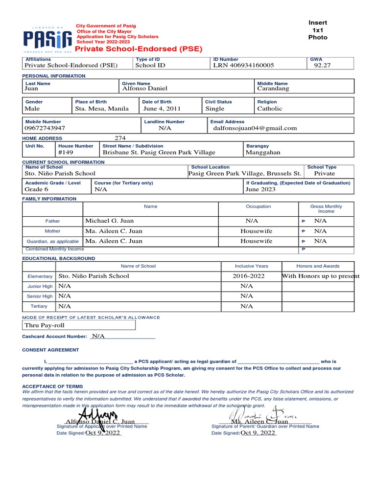 Private School-Endorsed (PSE) : Insert 1x1 Photo | PDF