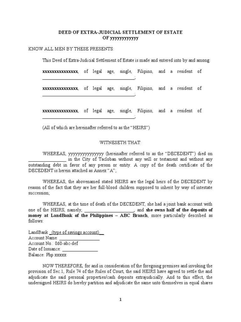 Estate Settlement for Heirs | PDF | Inheritance | Private Law