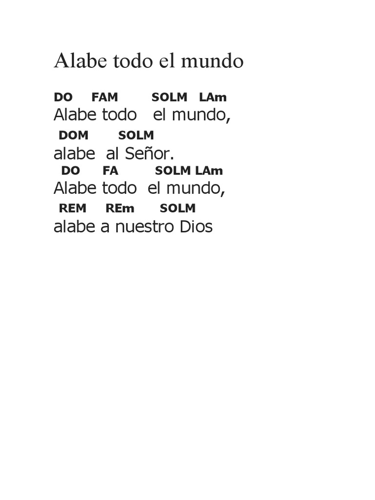 Letra de "Alabe Todo el Mundo" | PDF