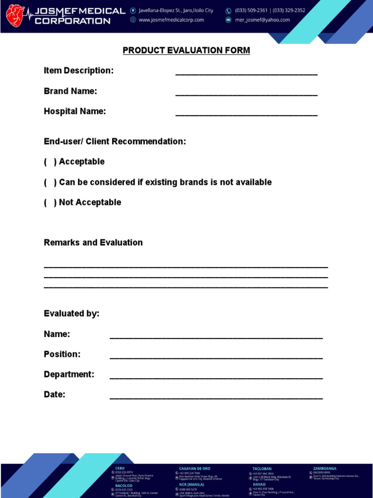 Product Evaluation Form Template | PDF