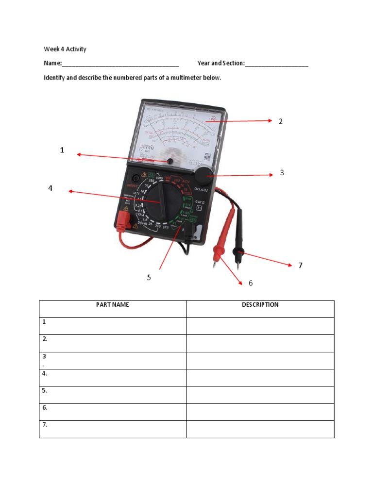 Ohmmeter Parts Identification Guide | PDF | Technology & Engineering