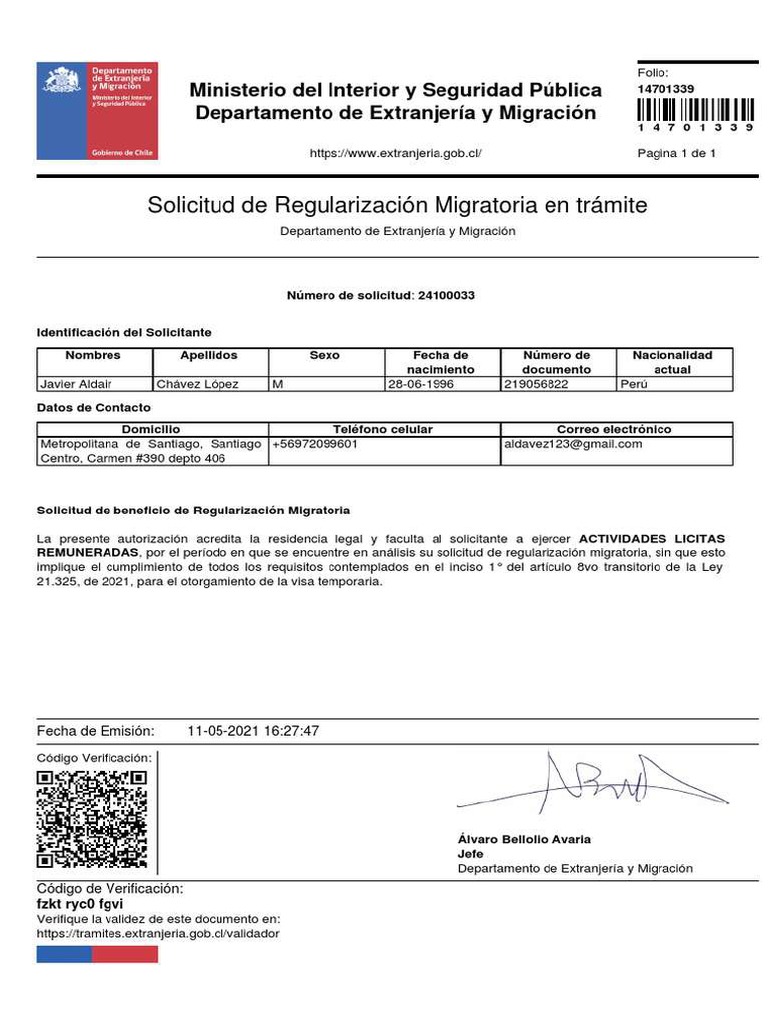 Tramites Extranjeria Chile | PDF