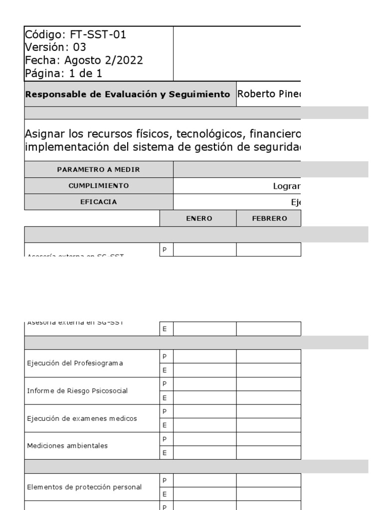 FT-SST-02 Presupuesto | PDF | Presupuesto