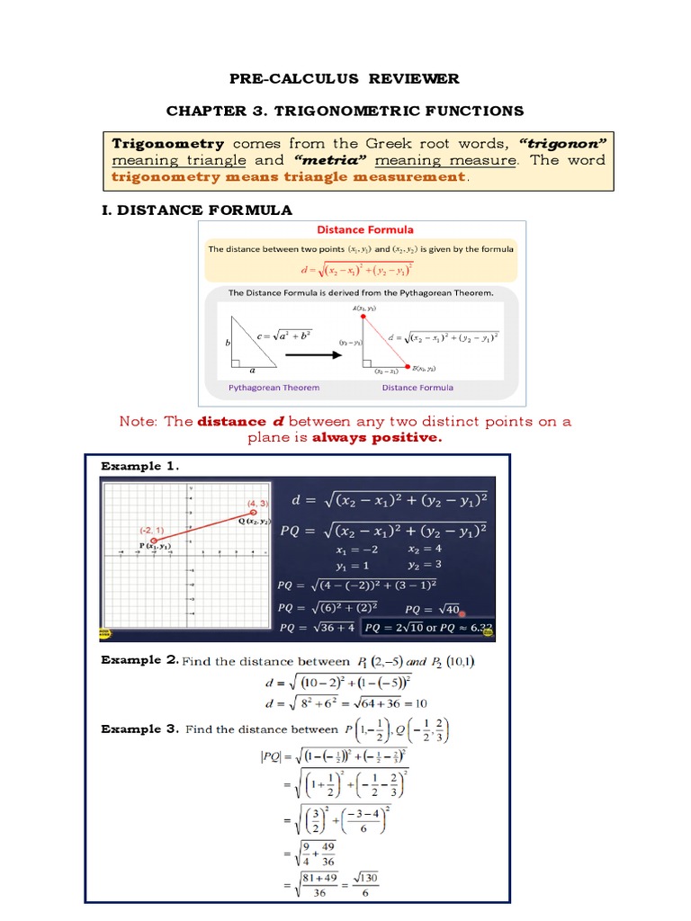 Pre Calculus Reviewer Chap3 Trigonometry 1 | PDF | Trigonometric ...