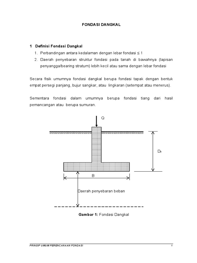 Fondasi Dangkal: Definisi dan Daya Dukung | PDF