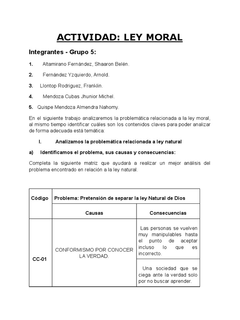 Grupo 5 MORAL PDF Moralidad Verdad