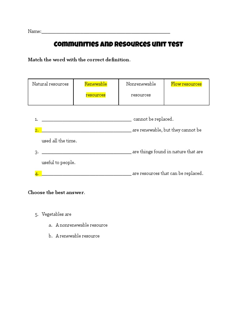 Modified Unit Social Studies Test | PDF