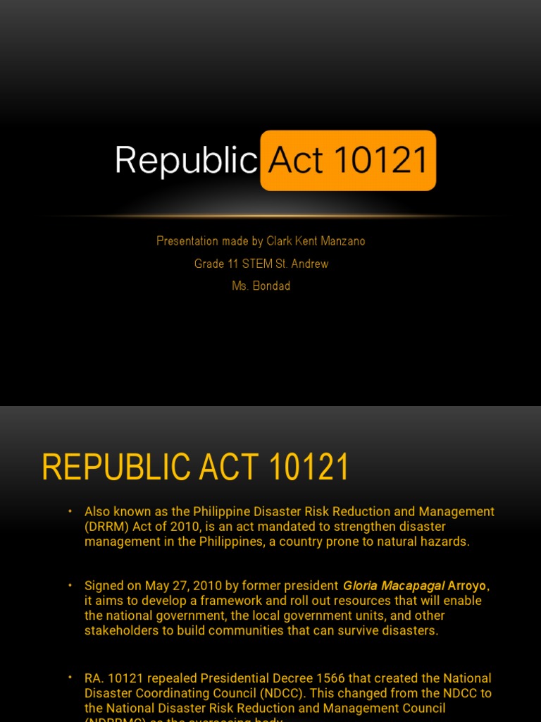 Republic Act 10121 | PDF | Emergency Management | Government