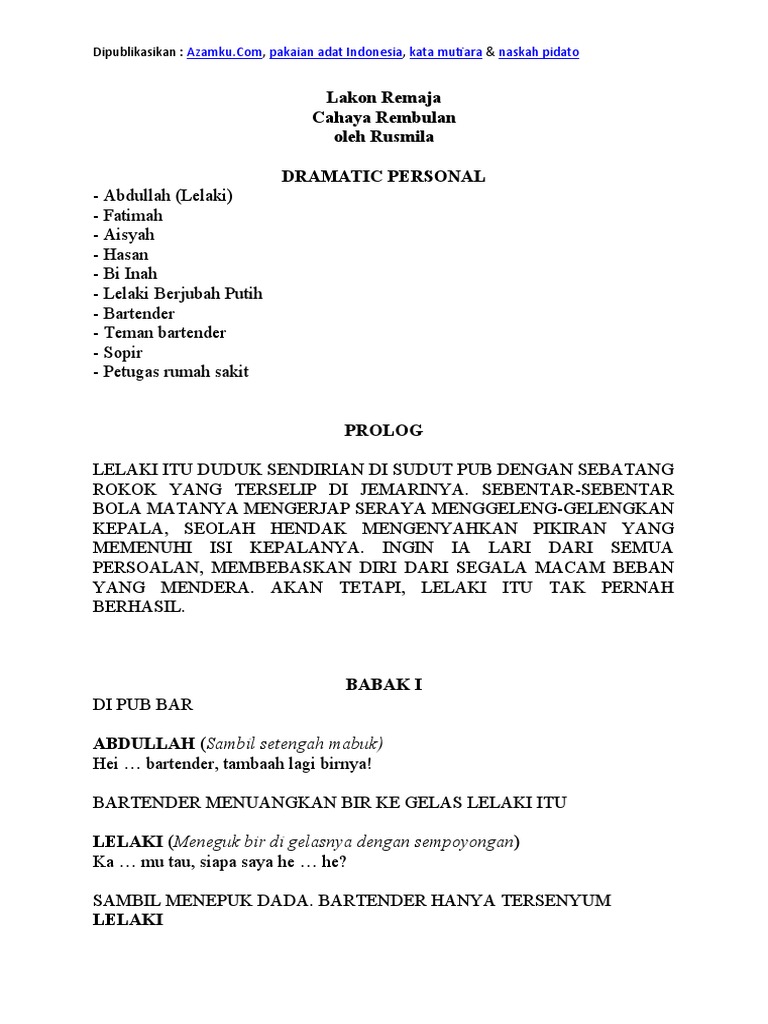 Contoh Naskah Drama Remaja | PDF