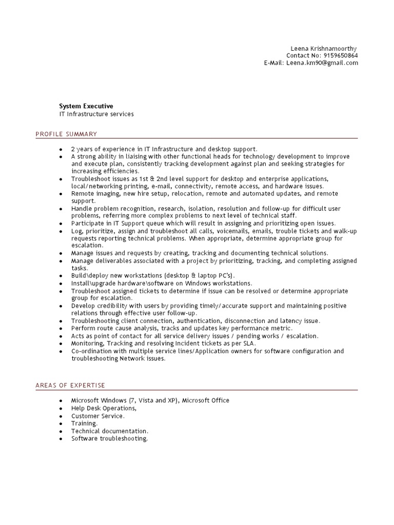 Resume - Leena | Download Free PDF | Desktop Computer | Troubleshooting