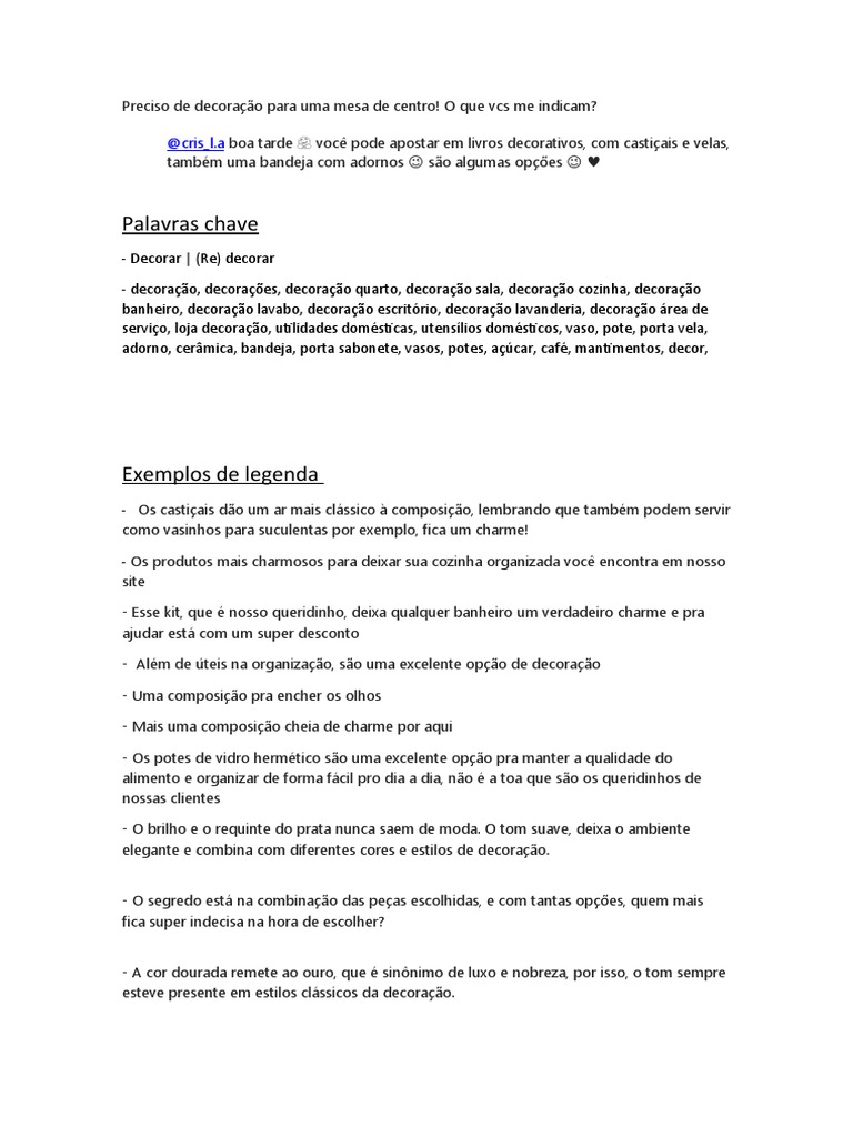 Exemplos Legendas | PDF