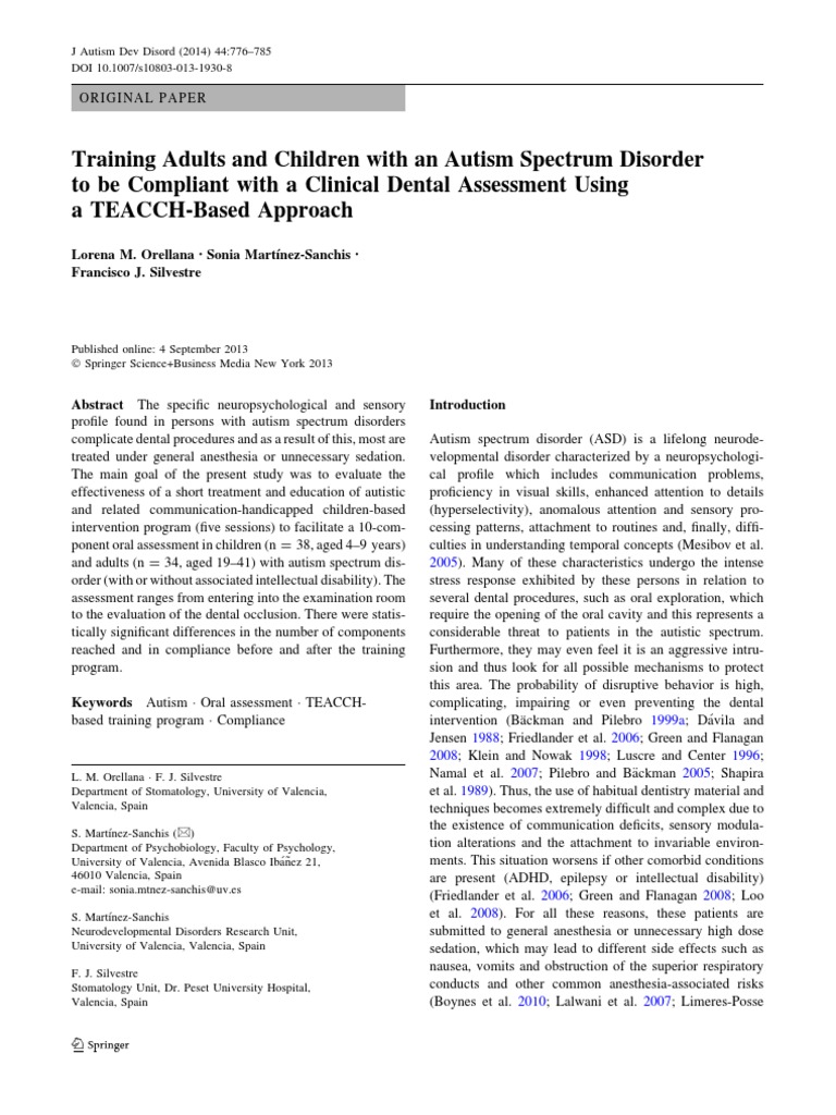 TEACCH-Based Dental Assessment Study | PDF | Autism Spectrum | Dentistry