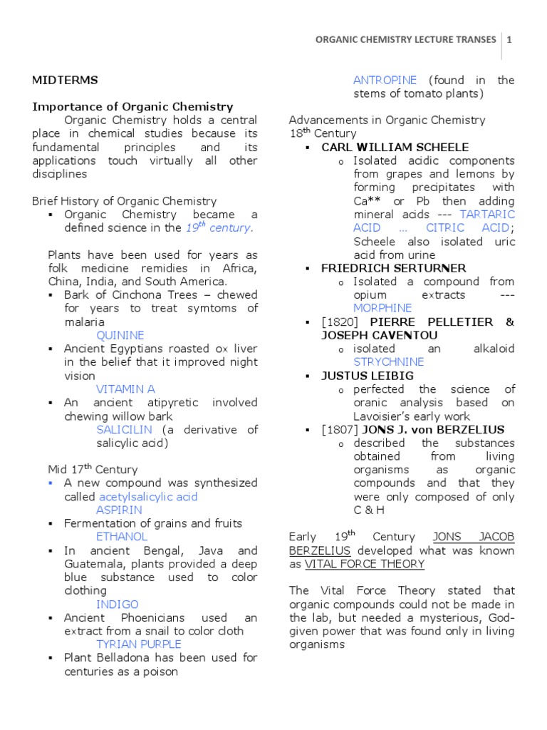 Organic Chemistry Lecture Transes | PDF | Aldehyde | Alkane