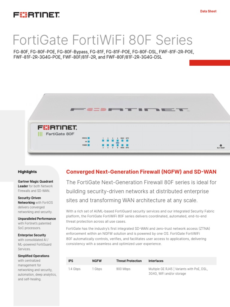 Fortigate Fortiwifi 80f Series PDF | PDF | Transport Layer Security | Computer Network