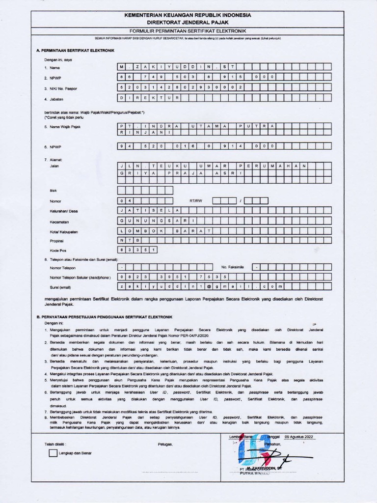 Form Permintaan Sertifikat Elektronik | PDF