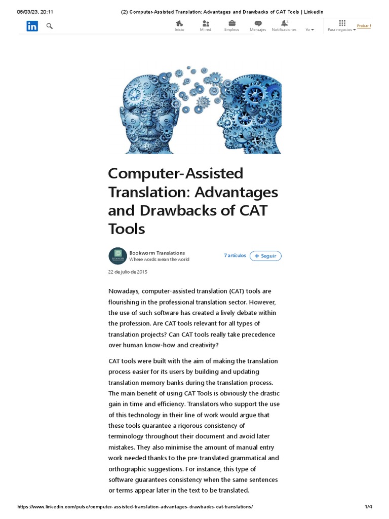 Computer-Assisted Translation - Advantages and Drawbacks of CAT Tools - LinkedIn | PDF ...