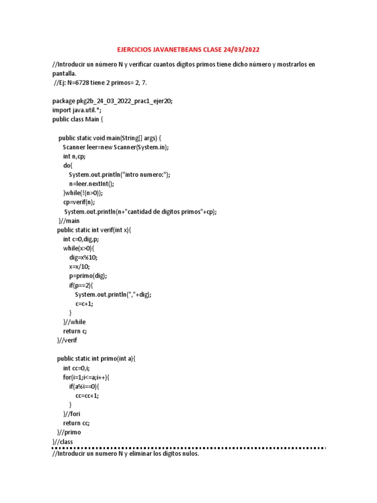 Ejercicios Javanetbeans Clase 24 - 03 - 2022 | PDF | Paradigmas de ...