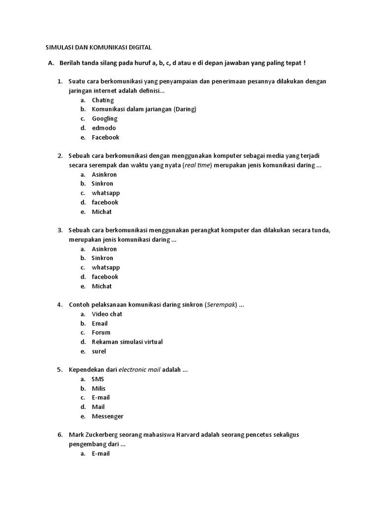 Soal SIMULASI DAN KOMUNIKASI DIGITAL X Uts 2021 | PDF
