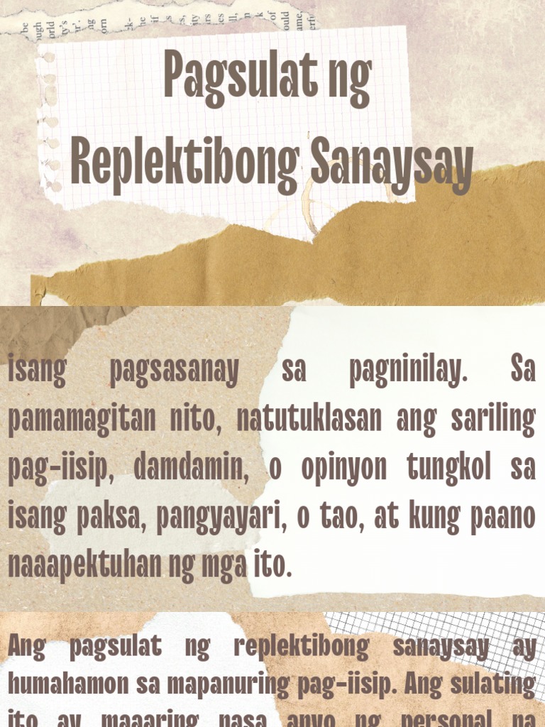 Pagsulat NG Replektibong Sanaysay PDF | PDF