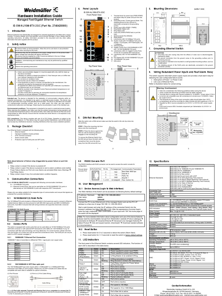 Ethernet Switch Installation Guide | PDF | Ethernet | Network Switch