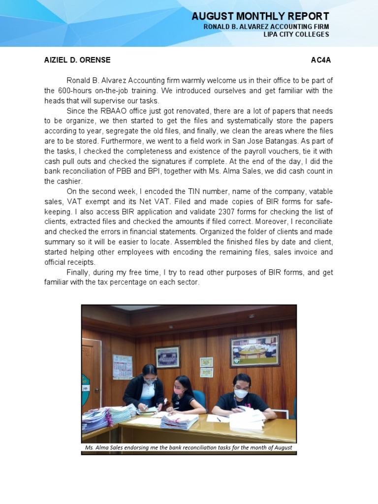 Orense - Narrative Report | PDF | Receipt | Invoice