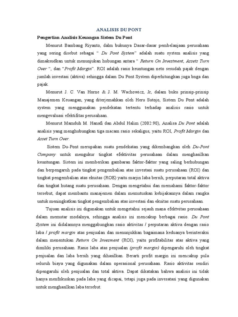 Analisis Du Pont | PDF