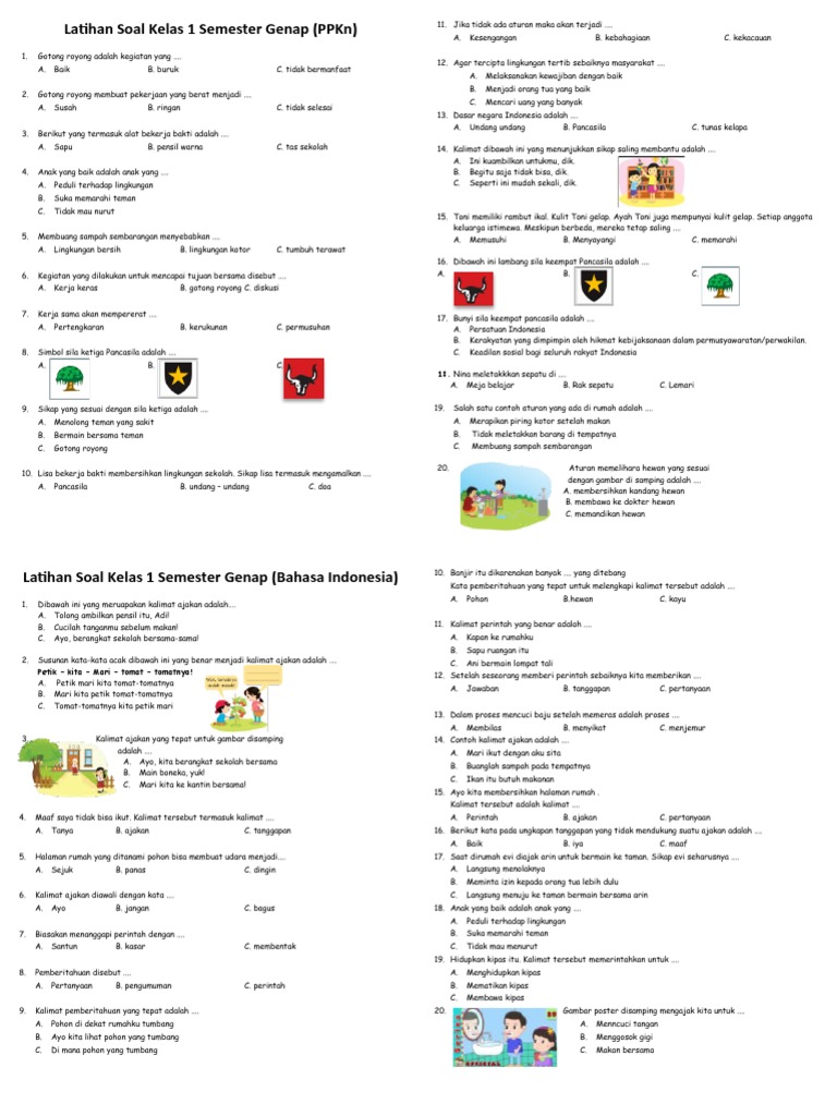 Latihan Soal Kelas 1 Semester Genap | PDF