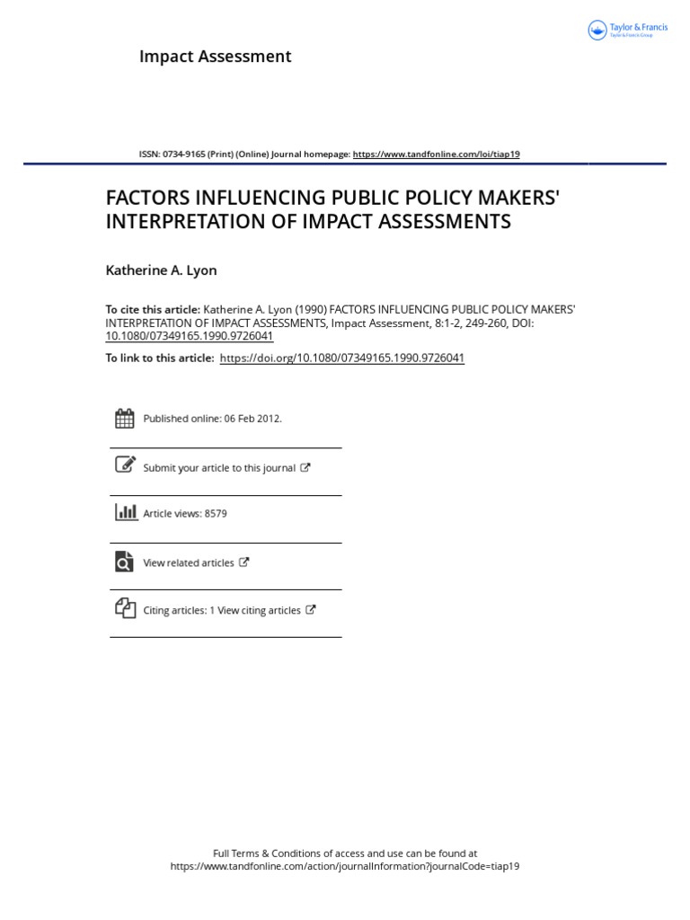 Factors Influencing Public Policy Makers Interpretation of Impact ... Factors Influencing Public Policy Makers Interpretation of Impact ...