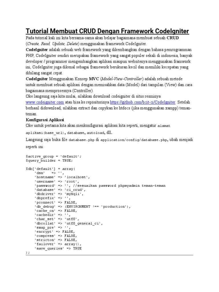 Tutorial Membuat CRUD Dengan Framework CI | PDF | Komputer