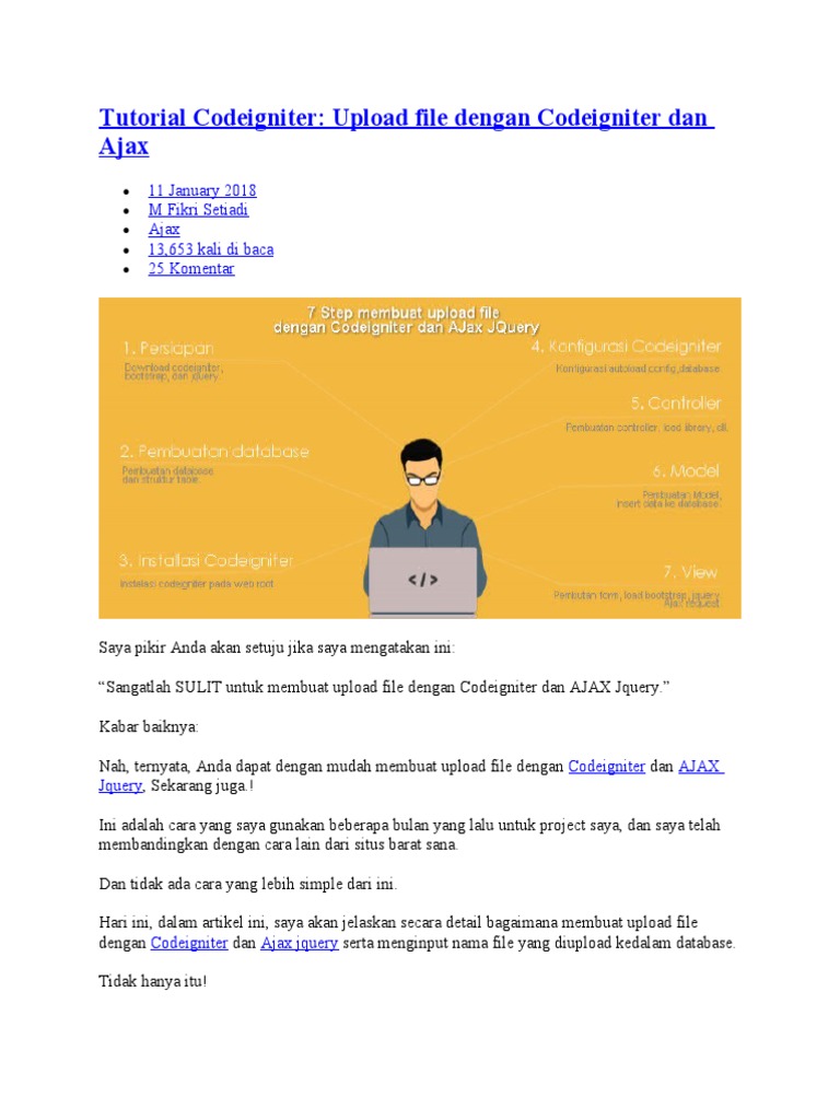 Tutorial Codeigniter Upload File Dengan Ci Dan Ajax | PDF