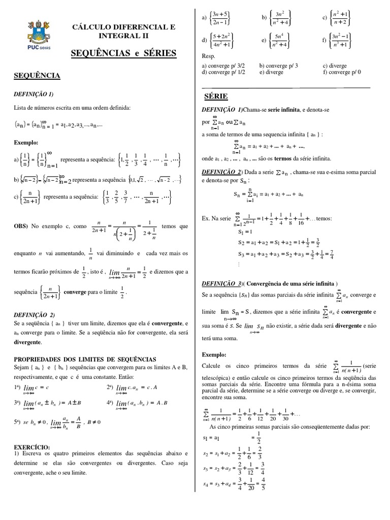 Teoria de Sequências e Séries 2017 1 PDF | PDF | Série (Matemática) | Sequência