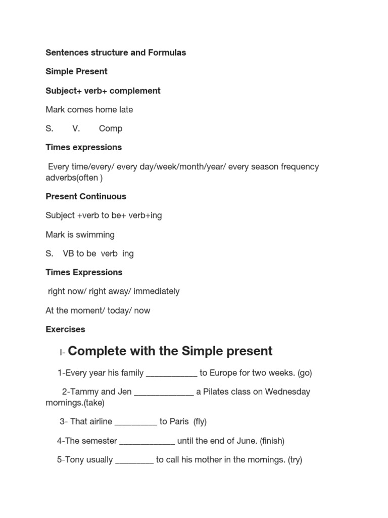 Simple Present 3rd Person Exercises | PDF