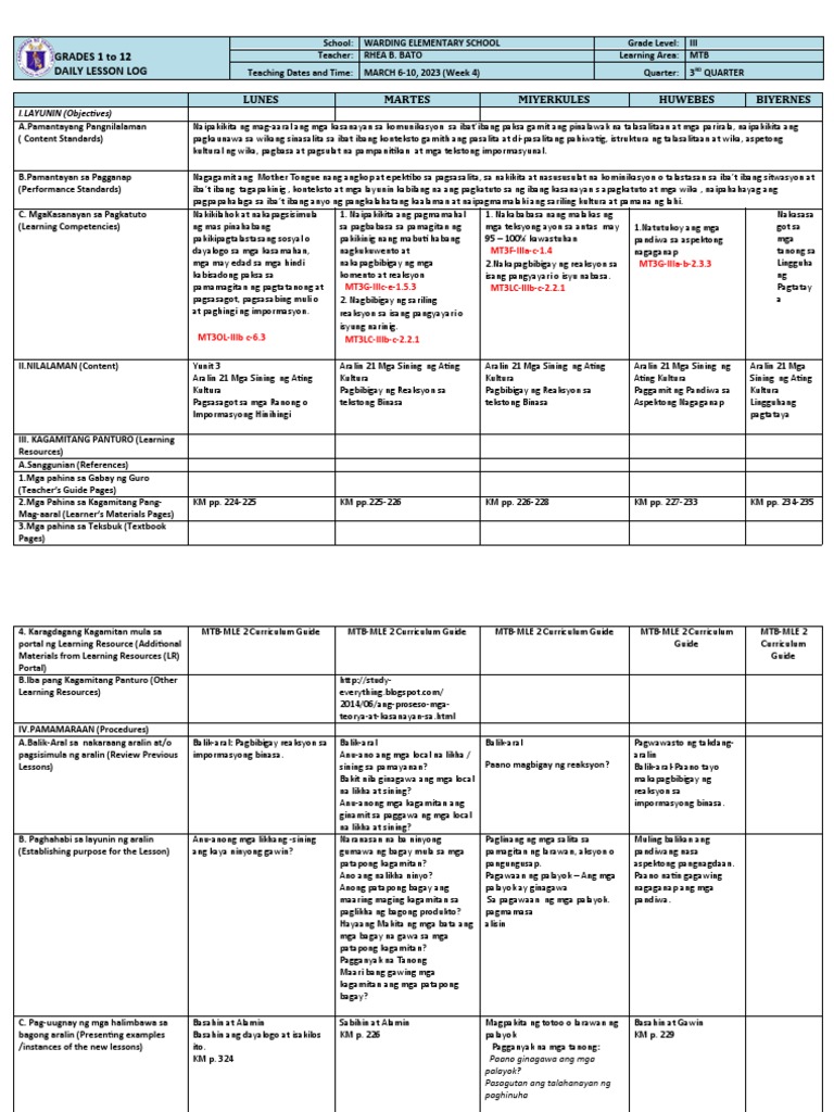 MTB 3 - Q3 - W4 DLL | PDF