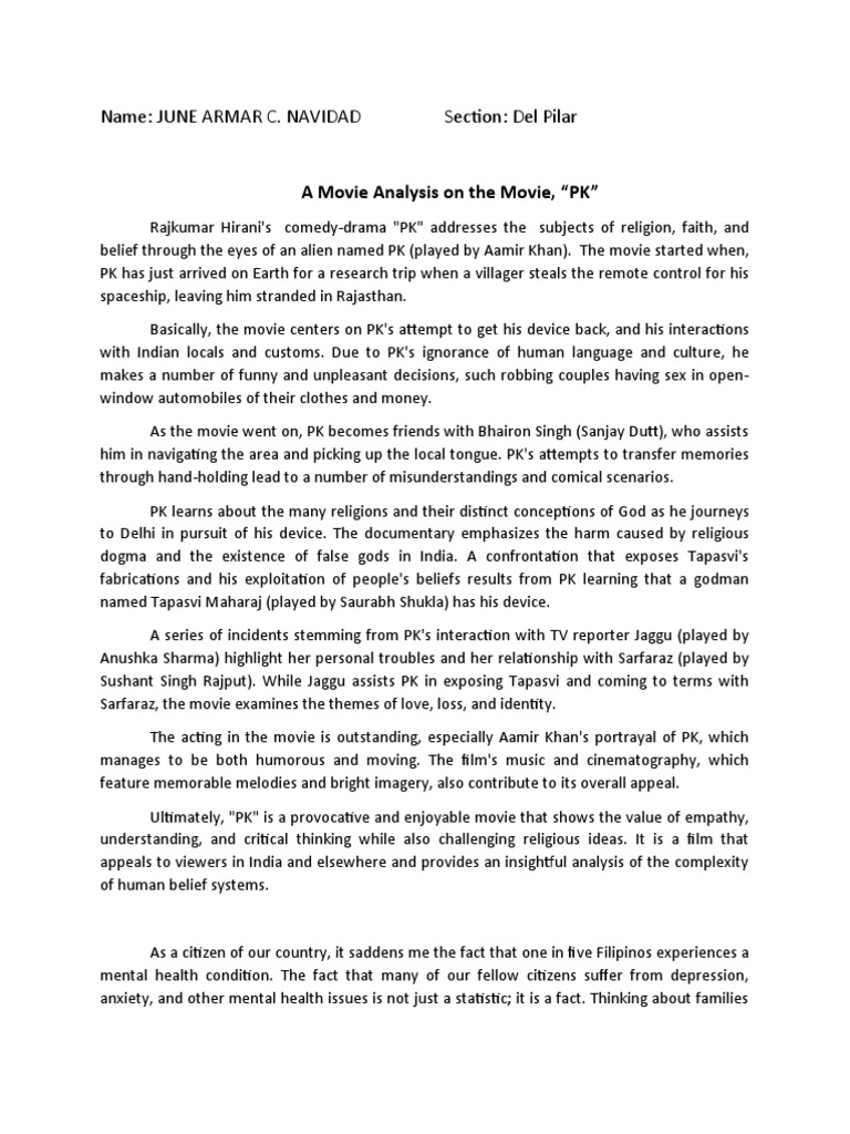 The Movie "PK" Analysis | PDF | Mental Health | Mental Disorder