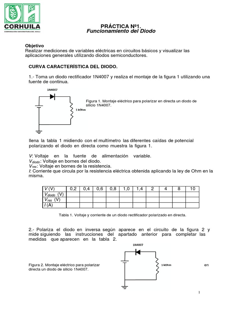 Practica Diodo | PDF | Rectificador | Diodo