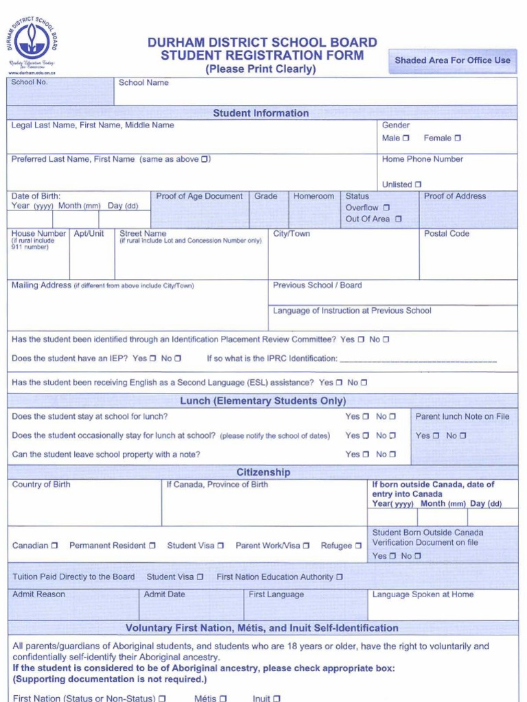 DDSB Registration Form 4pg | PDF | Violence