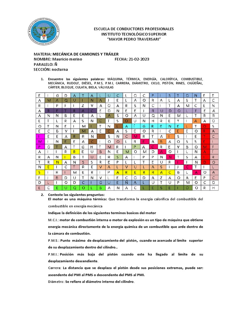 Taller #2 | PDF | Pistón | Motor diesel