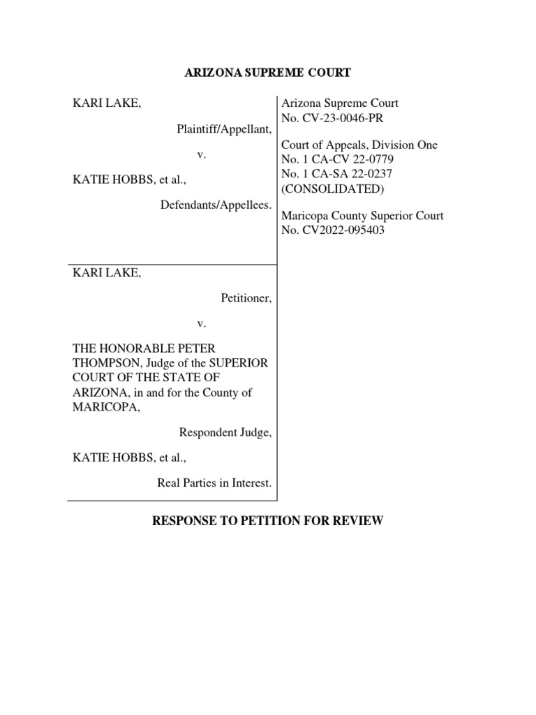 Maricopa County Response To Petition For Review | PDF | Appellate Court ...