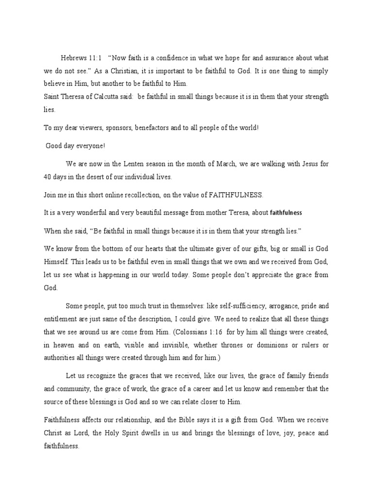 My Short Reflection by Roy Sandag | PDF | Grace In Christianity | Blessing