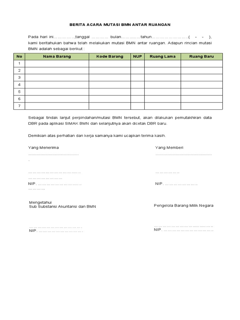 Form Mutasi BMN | PDF
