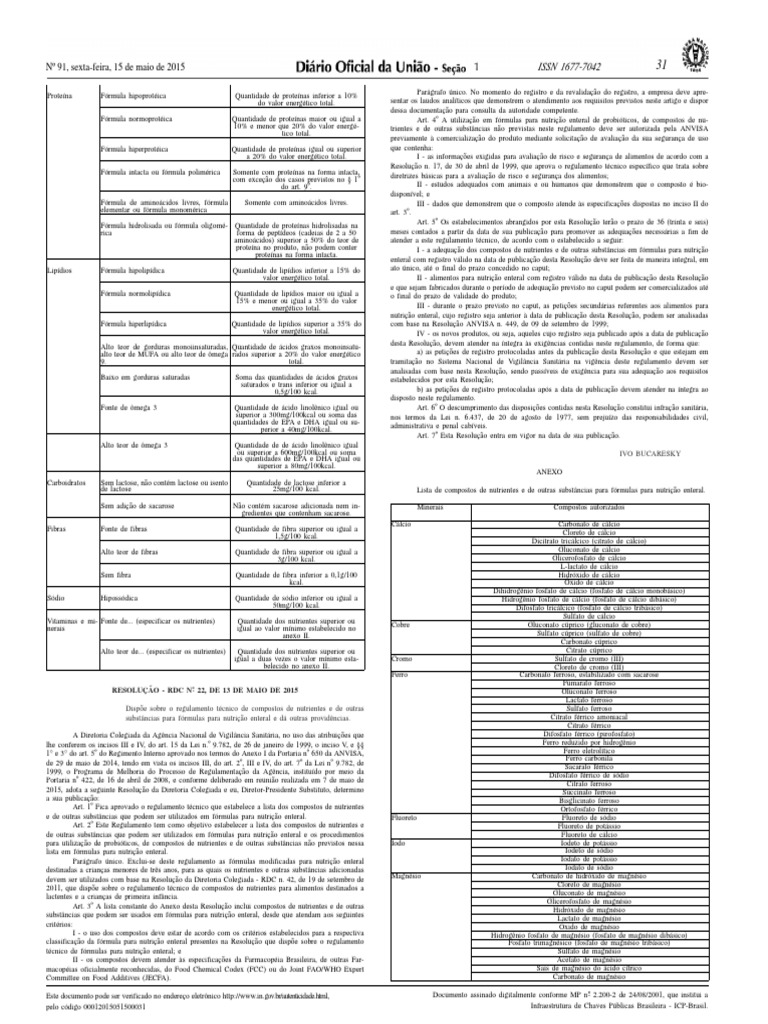 ANVISA RDC 22 Anexo | PDF | Proteínas | Compostos químicos