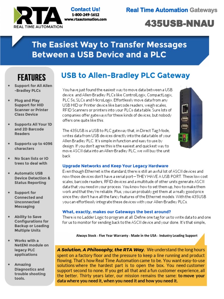 435USB-NNAU Datasheet PDF | PDF | Programmable Logic Controller | Usb