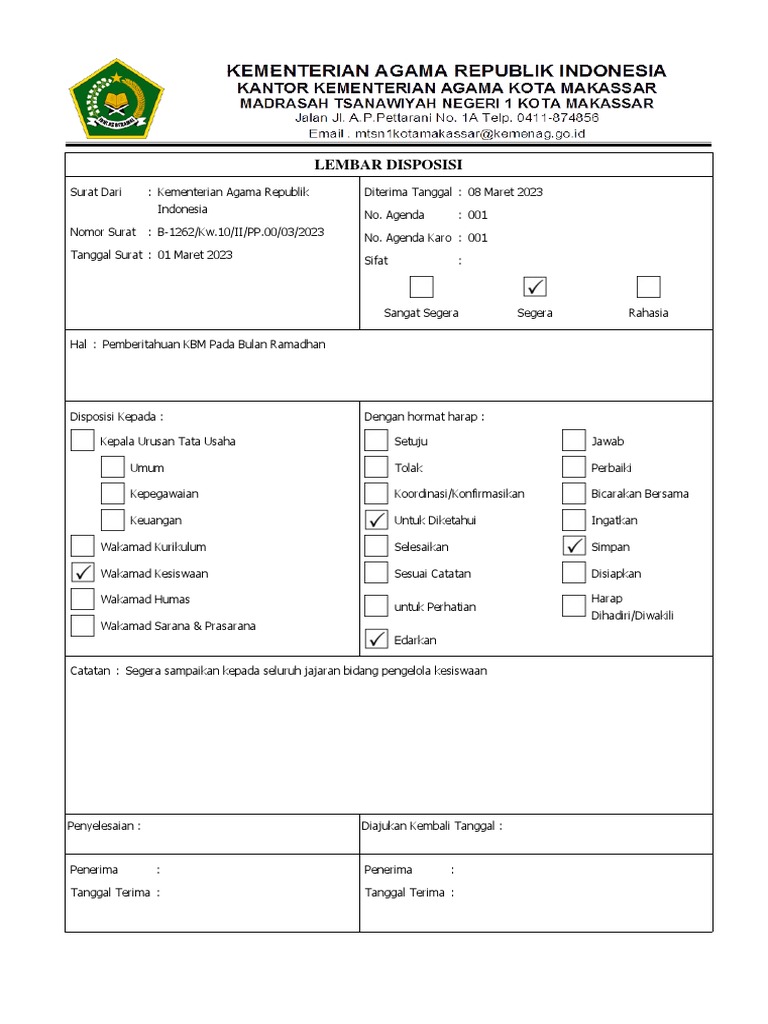 Lembar Disposisi PDF | PDF